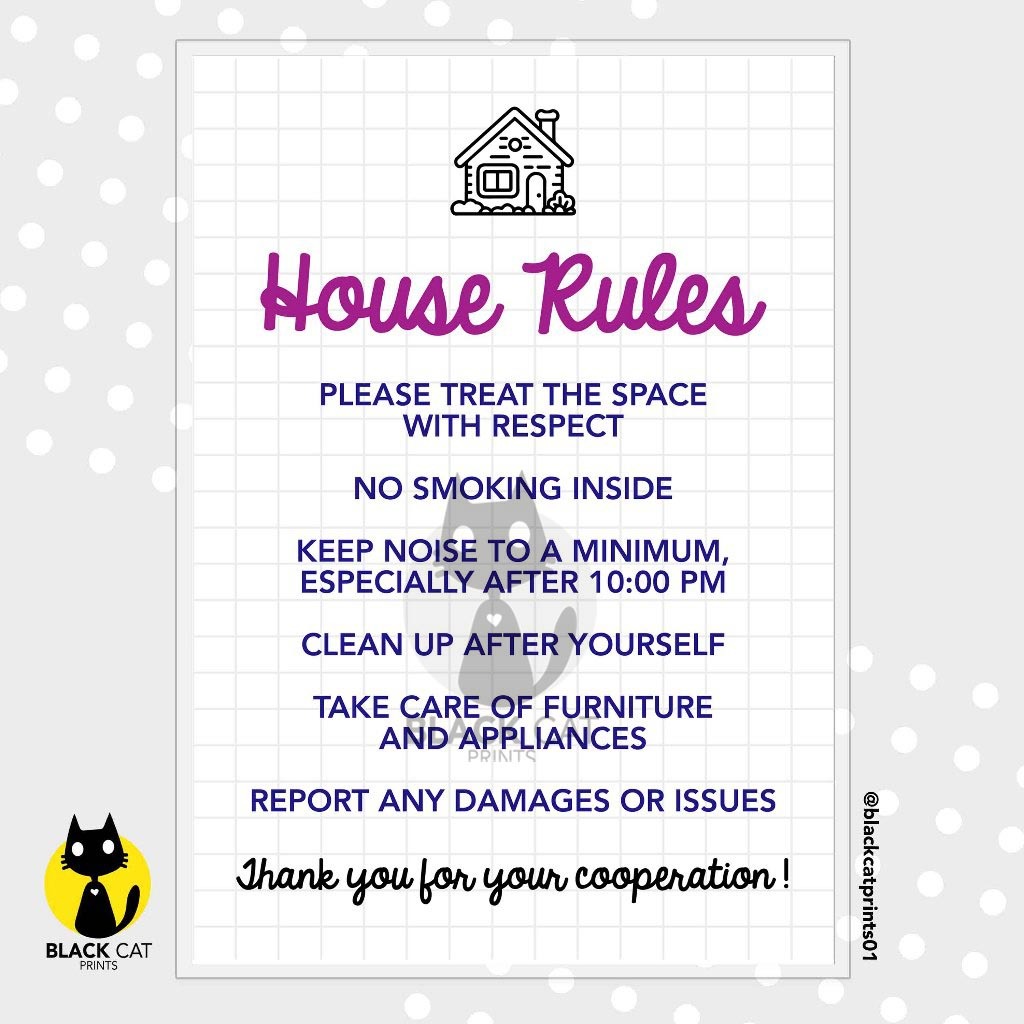 Wall Decor | HOUSE RULES (A4 or A5 Size / High Quality Prints ...