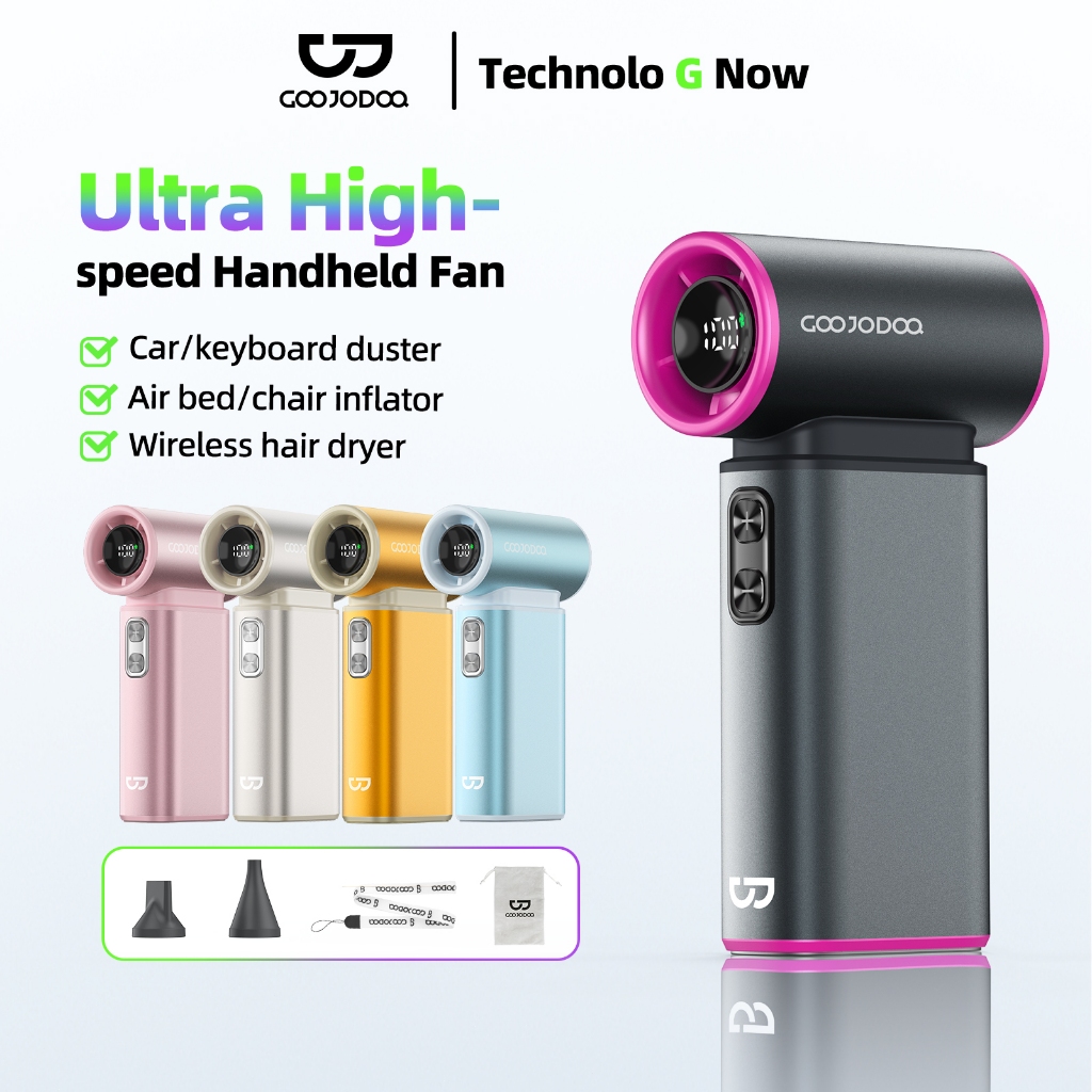 GOOJODOQ Mini Fan 6000 mAh Rechargeable Handheld Portable Turbo ...