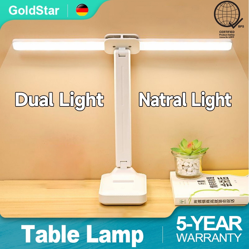 Gold Star Foldable Desk Lamp Dual Head LED Table Lamp Rechargeable ...