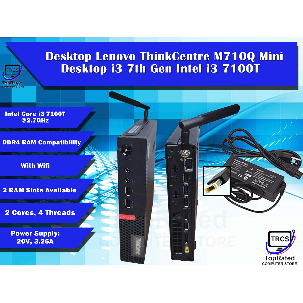 Desktop Lenovo ThinkCentre M710Q Mini Desktop i3-7100T with wifi (Used ...
