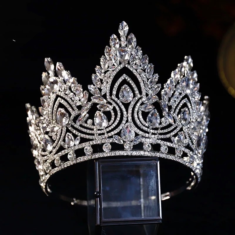 Tall Adjustable Wedding Crown Birthday Prom Crystal Princess Tiara ...