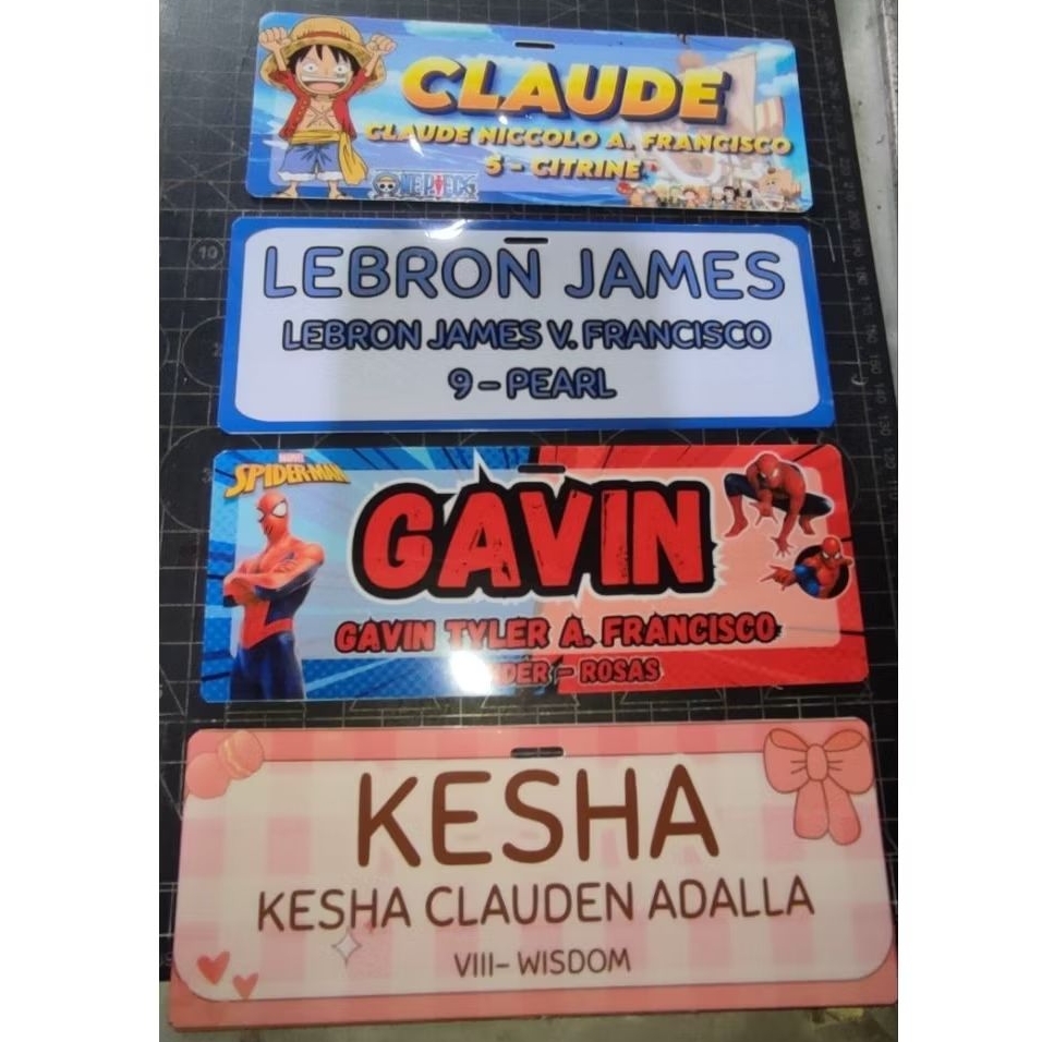 BBstickers - PVC NAME TAG FOR KIDS Name Plate back to back PERSONALIZED ...