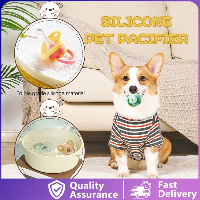 Pet Silicone Pacifier, Bite Resistant Soft Pet Calming Pacifier ...