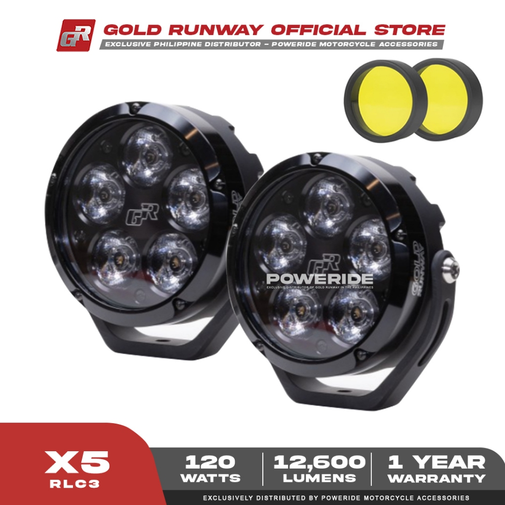 GOLD RUNWAY OFFICIAL GR-X5 120watts Motorcycle Auxiliary LED Lights ...
