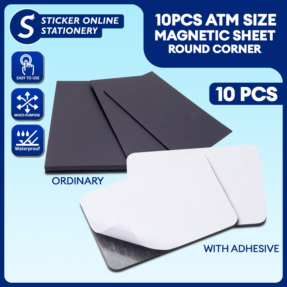 10pcs ATM Size Magnetic Sheet with Adhesive | Ordinary Pre Cut DIY Ref Magnet R3 ROUND CORNER ...
