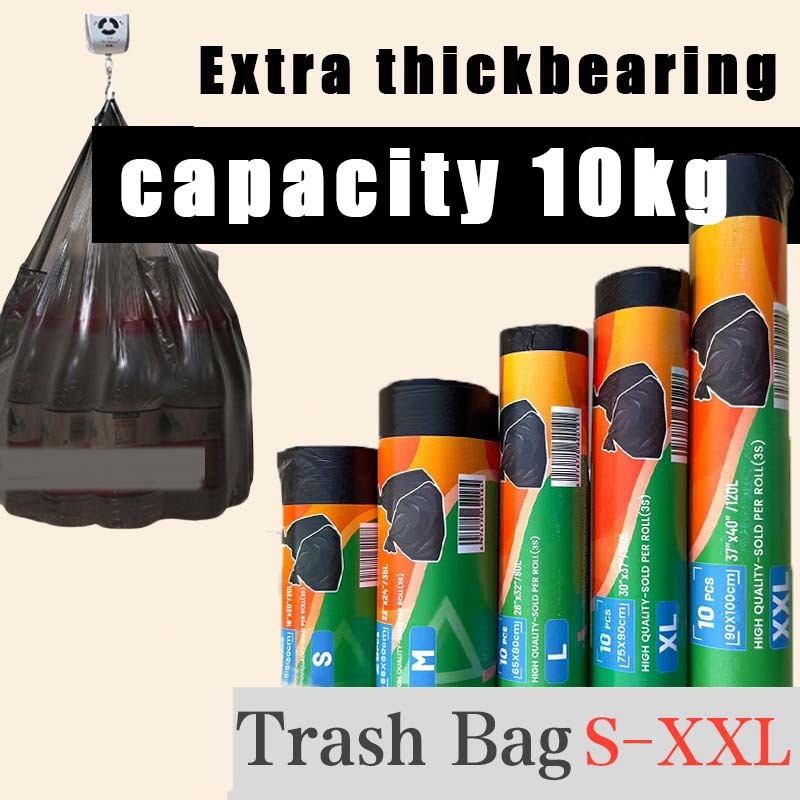 Trash (bag Small/Medium/Large/XL/2XL) Black Garbage Bag Big 100pc ...