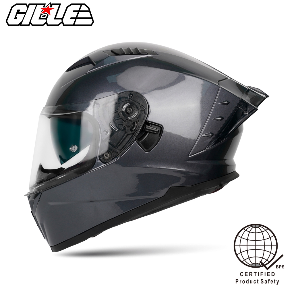 GILLE 843 CIRCUIT Plain Color Motorcycle Helmet Full Face Dual Visor ...