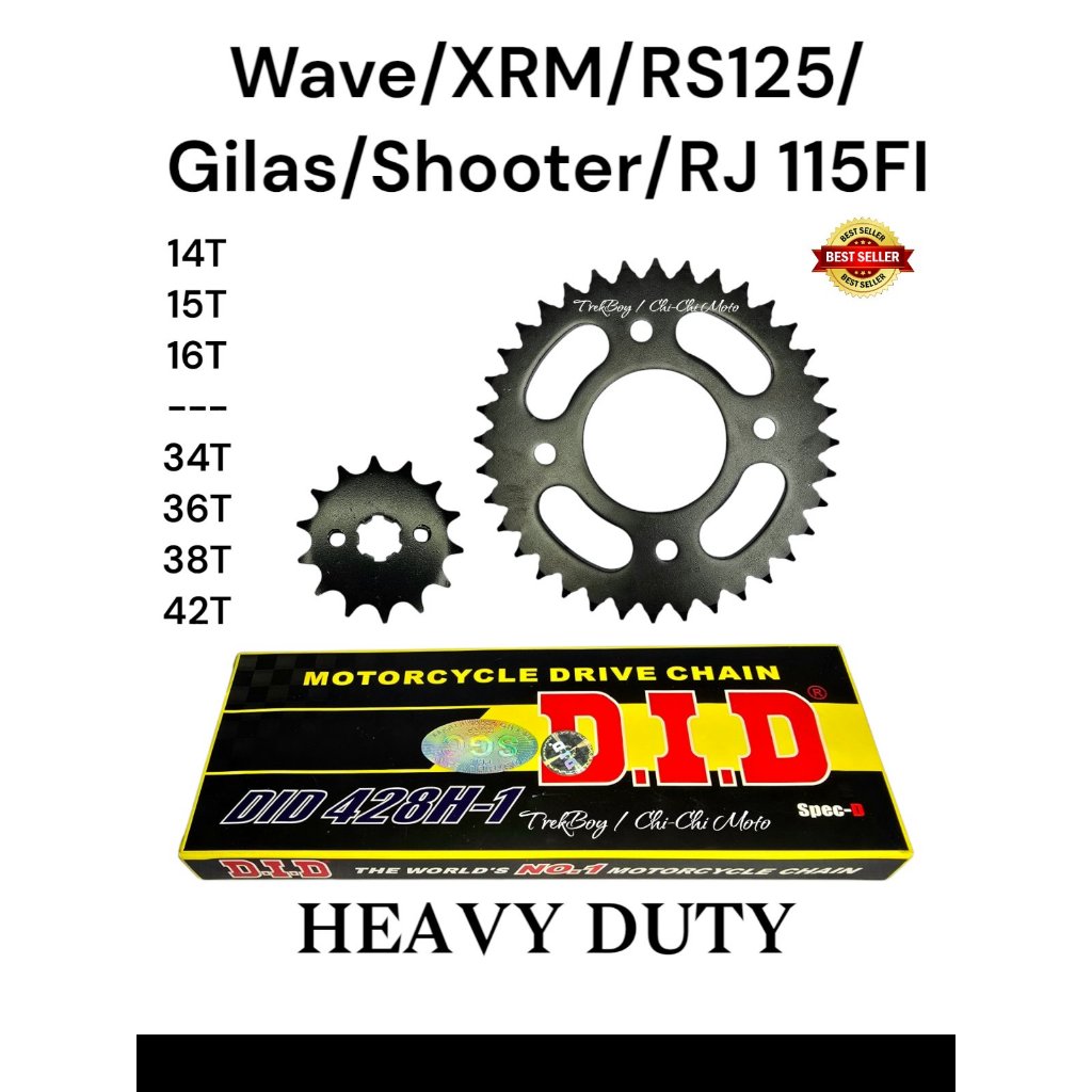 DID Chain Set for XRM/Wave/RS125/Gilas/Dash/Shooter/RJ 115Fi | Shopee ...