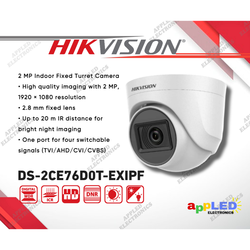 Hikvision CCTV Camera 2MP 5MP TVI Infrared or Full Color Turret Camera ...