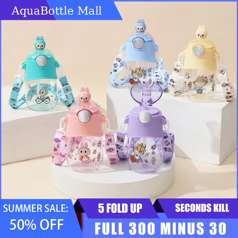 LABUBU water cup transparent water bottle cute straw labubu tubigan ...