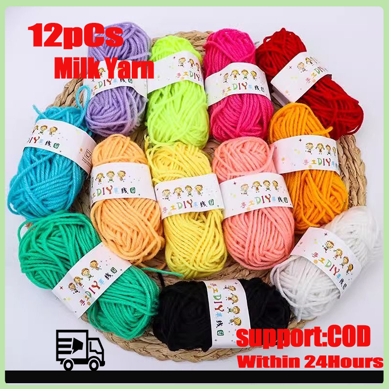 12pcs Yarn JOY Hand Knitting Crochet Yarn-Thread Milk Cotton Hand ...