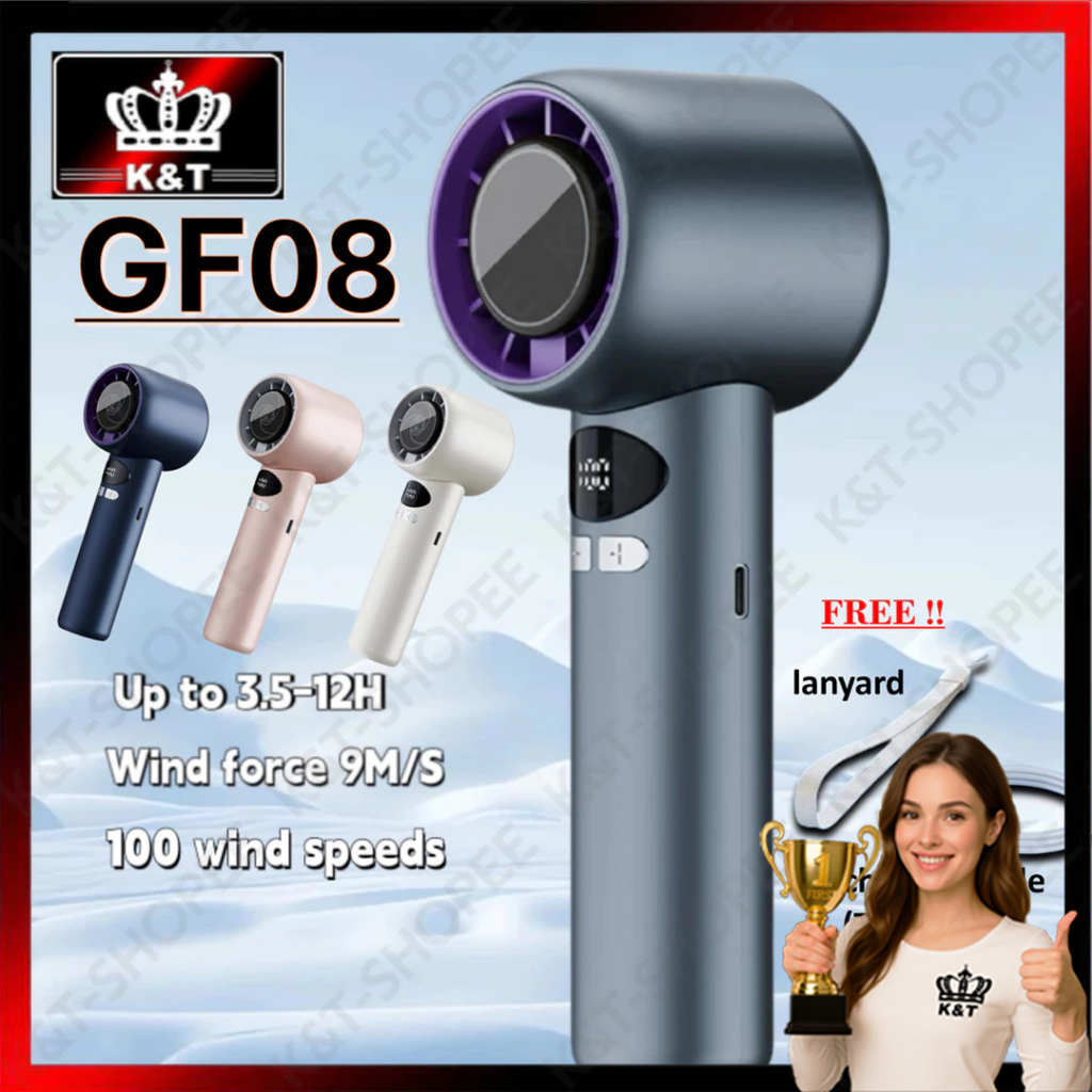 GF08 Turbo Fan Rechargeable Fan 1-100 Speed Gears High Speed Handheld ...