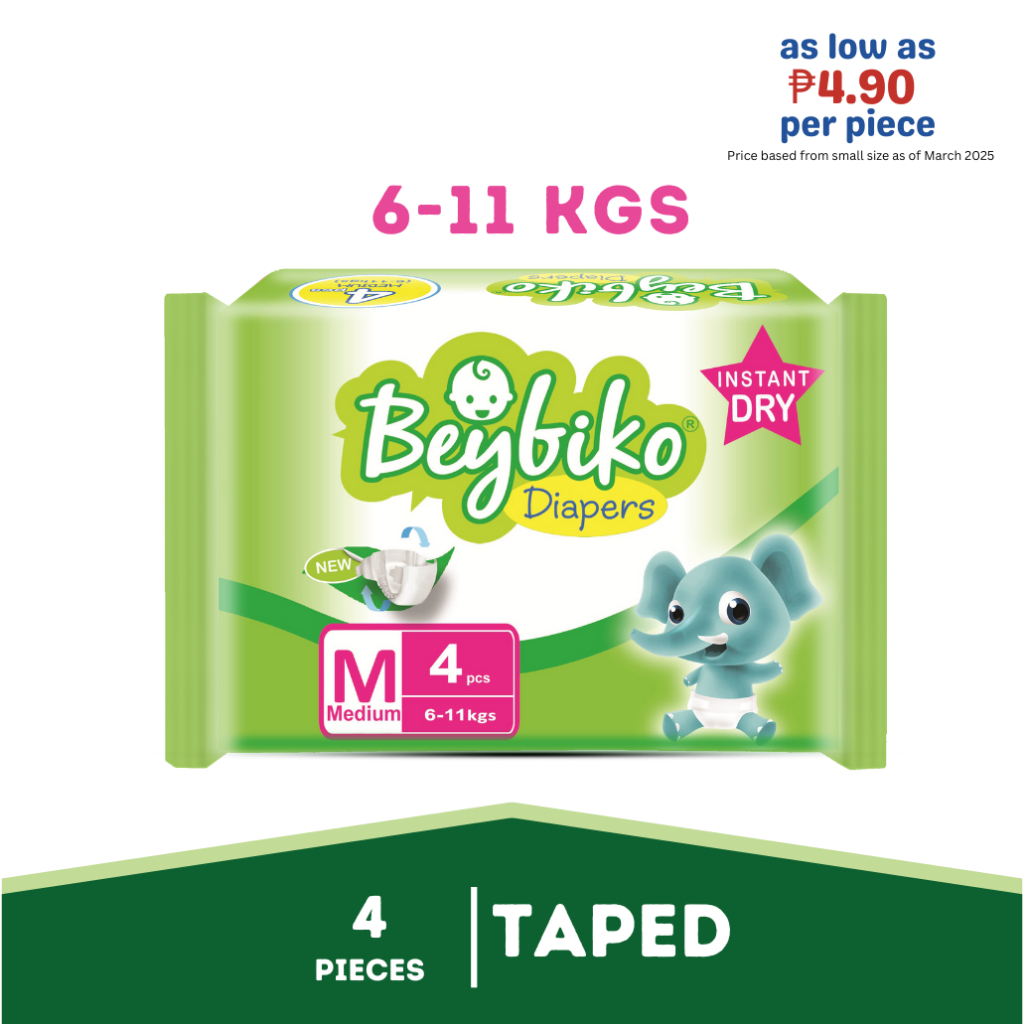 Beybiko Diapers Medium (6-11 Kg) - 4 Pcs Travel Pack - Taped Diapers ...