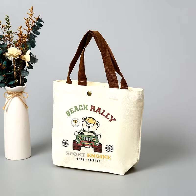 Canvas Tote Bag, Canvas Big Capacity Mini Handbags, Cute Peach Cartoon ...