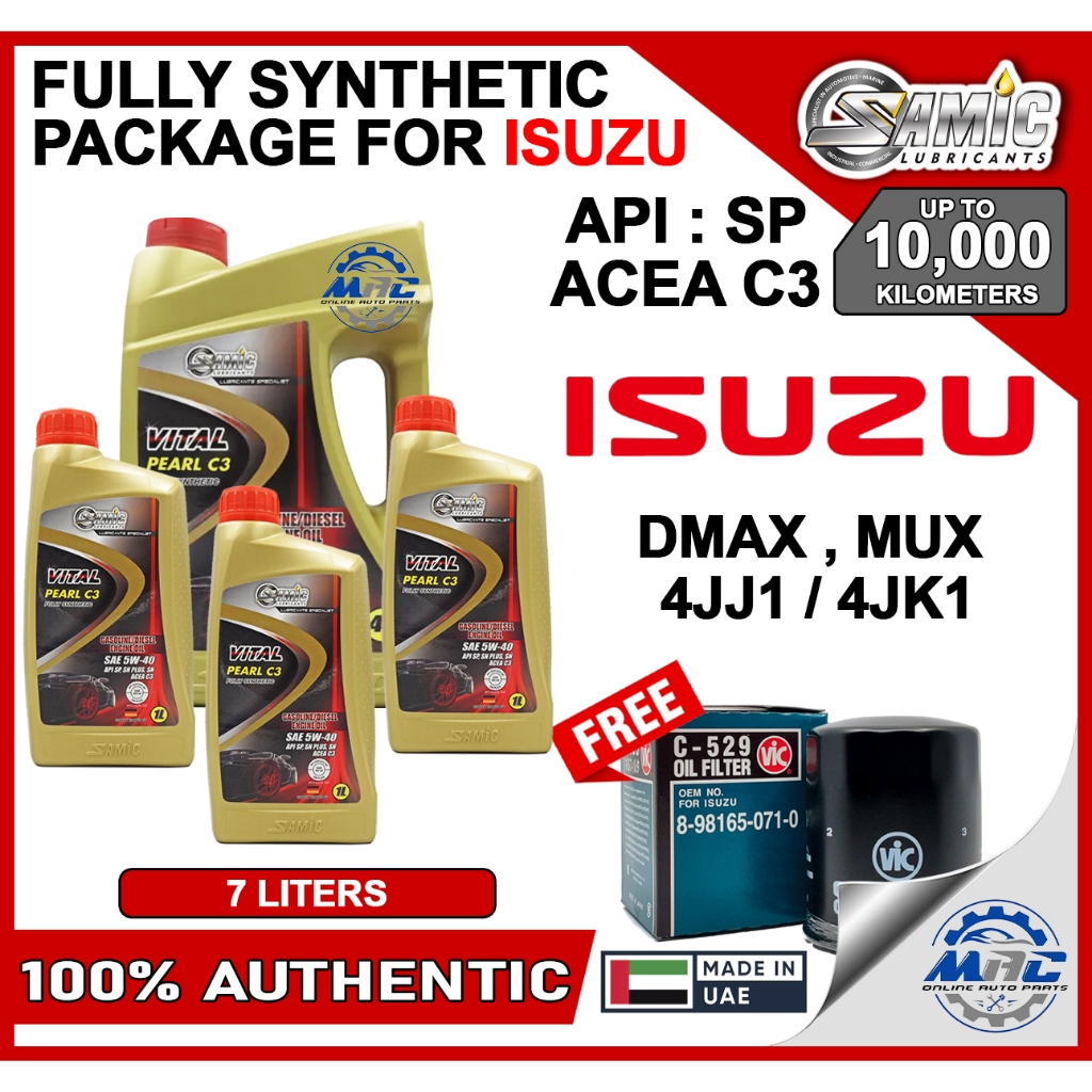 SAMIC VITAL PEARL C3 5W-40 7 liters ISUZU DMAX , MUX , D-MAX , MU-X ...