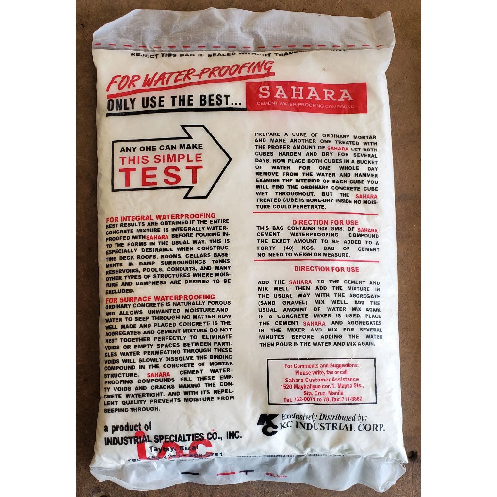 SAHARA CEMENT WATER PROOFING POWDER MIX COMPOUND - SOLD PER PACK ...
