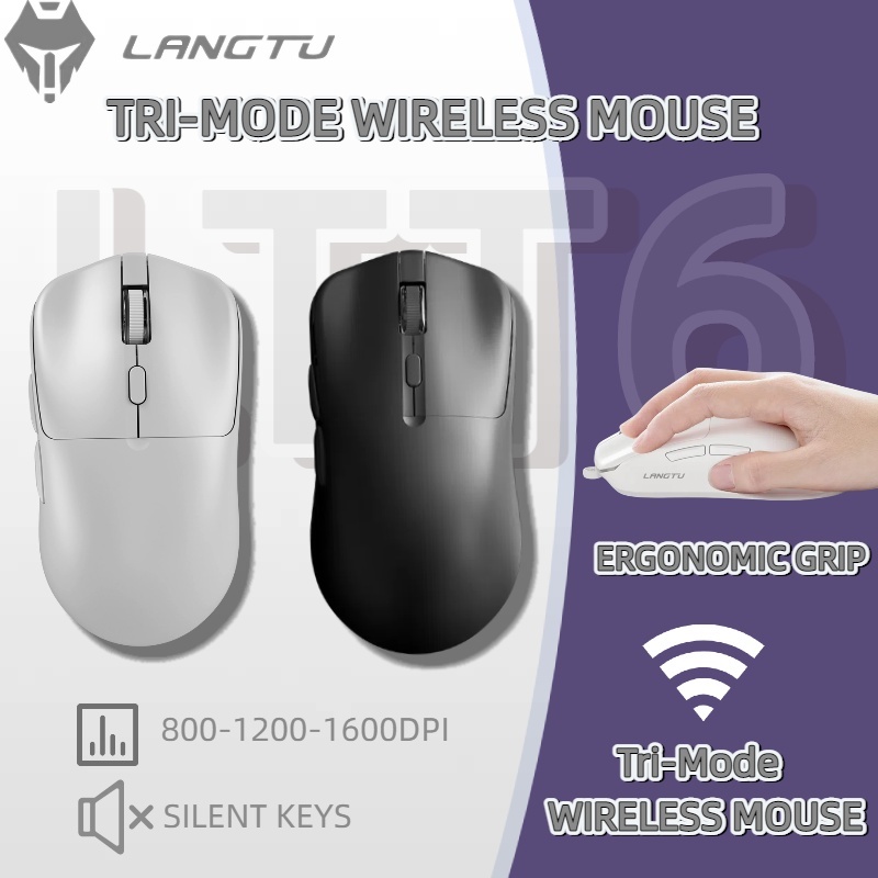LANGTU T6 2.4G Bluetooth Wired Tri-Mode Wireless Mouse 66g lightweight ...