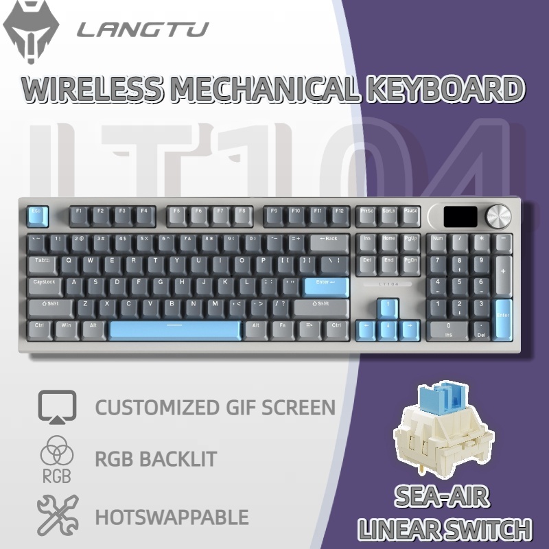 LANGTU LT104 Mechanical keybaord RGB backlit Hotswap Knob DIY Screen ...