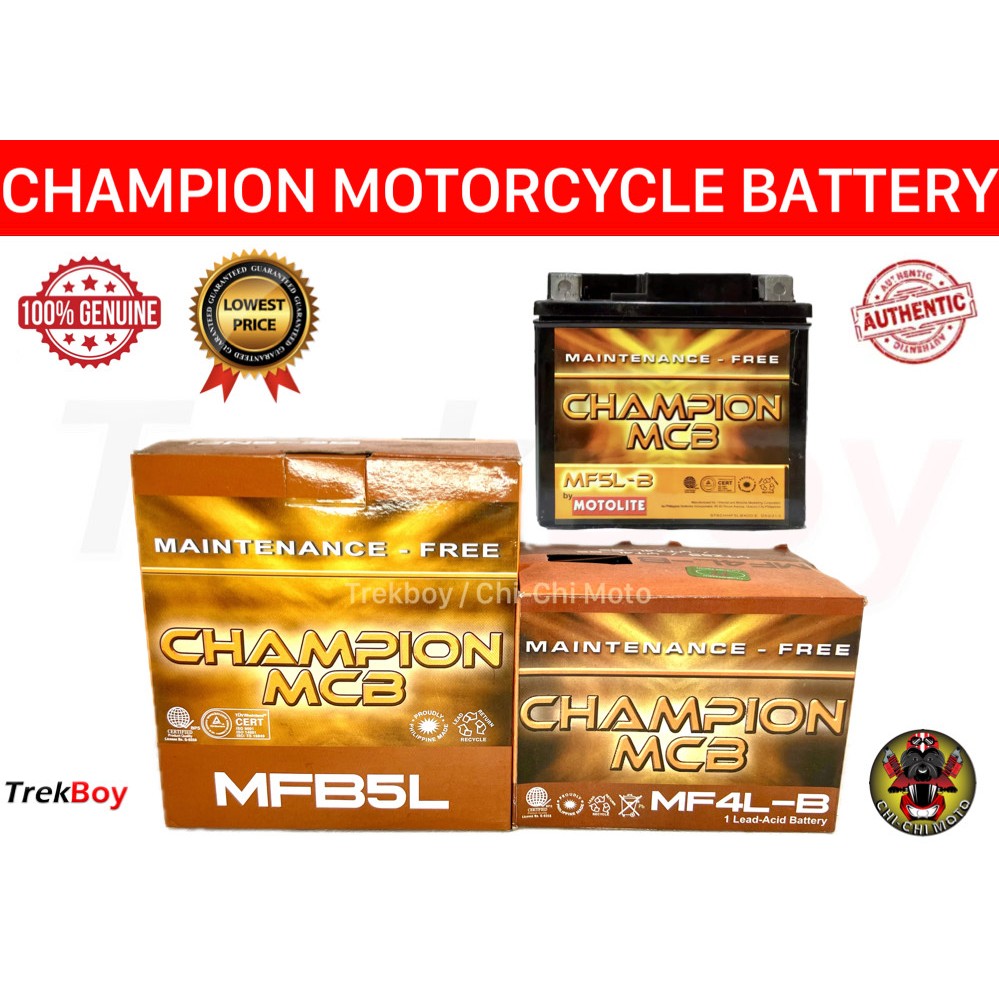 ORIGINAL!!! CHAMPION Maintenance free Motorcycle Battery | Shopee ...