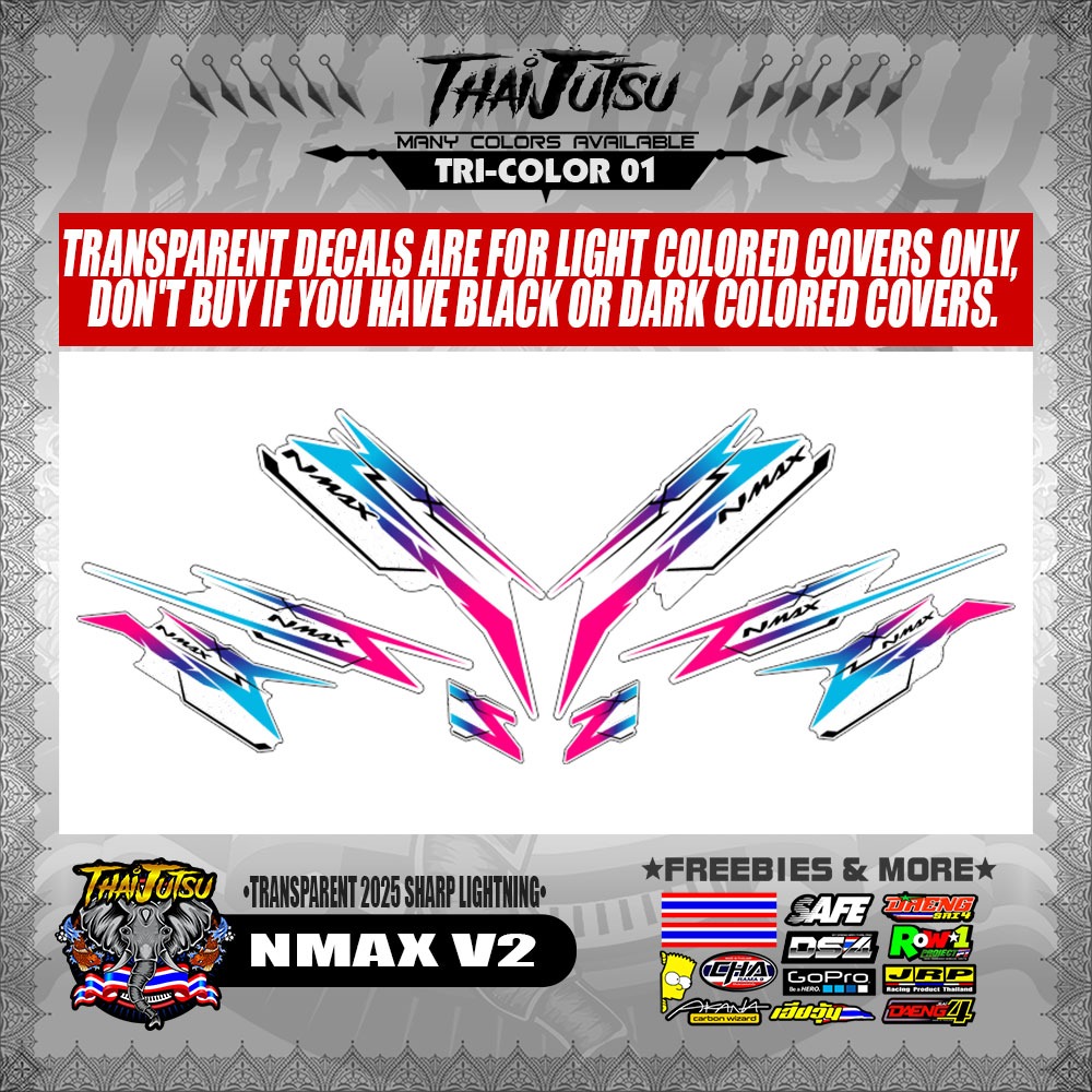 NMAX V2 INDO STICKER DECALS ( TRANSPARENT 2025 SHARP LIGHTNING ...
