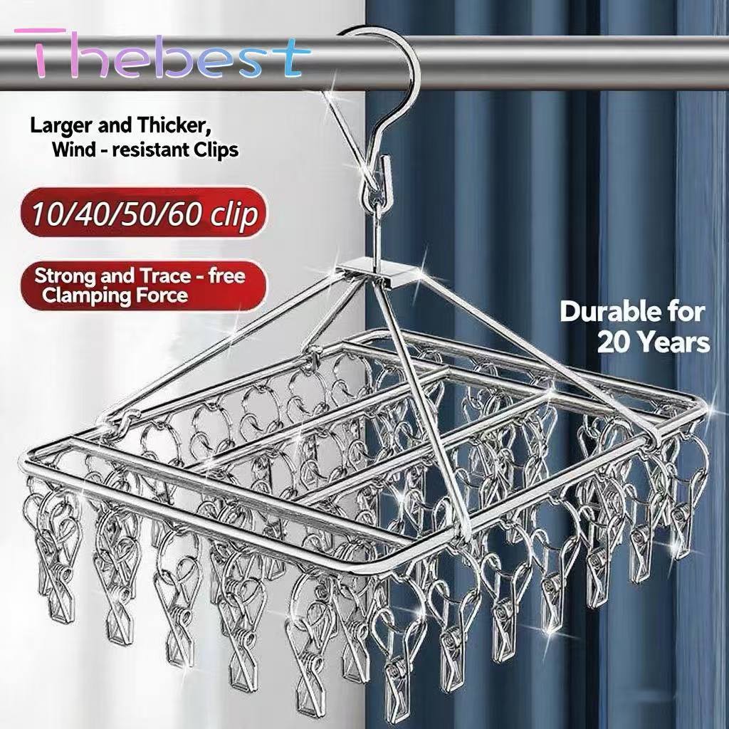 Stainless Steel Clothes Hanger Multi Clip Drying Socks Household ...