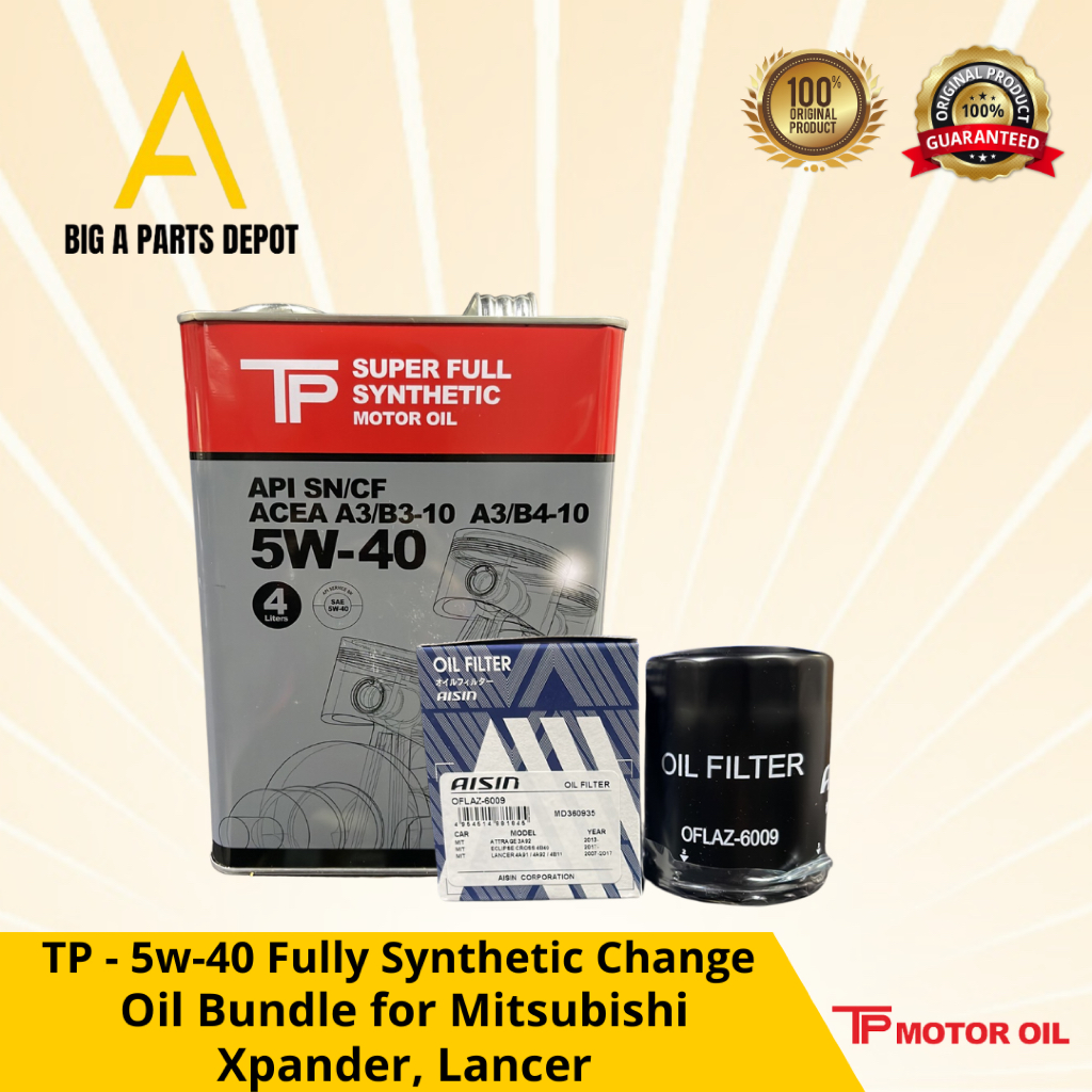 TP- TP 5w-40 Fully Synthetic Motor Oil Change Oil Bundle for Mitsubishi ...