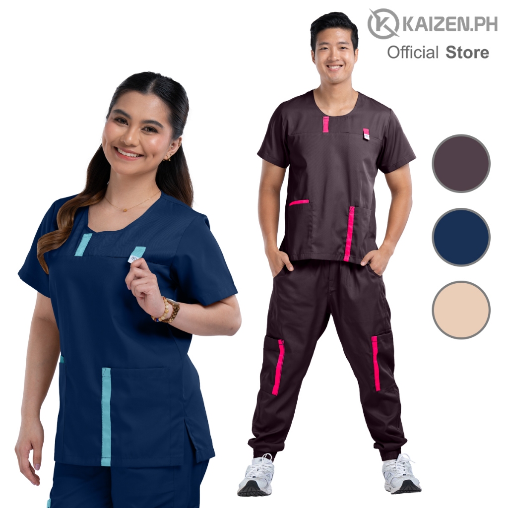 KAIZEN.PH Scrub Suit 1st Gen KSS-34 Overlap Neck, Secret Pocket Combi ...