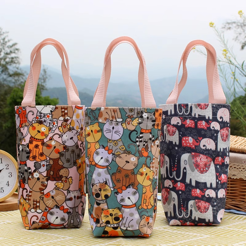 Fashion Handheld canvas water cup bag glass cup coffee cover cup canvas ...