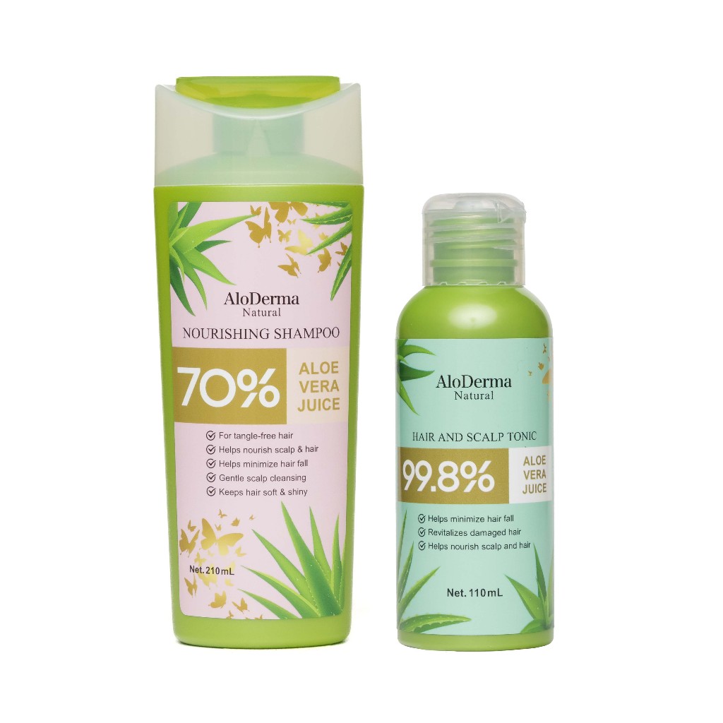 AloDerma Regrowth Bundle- Nourishing Shampoo (70% Aloe Vera) and Hair ...