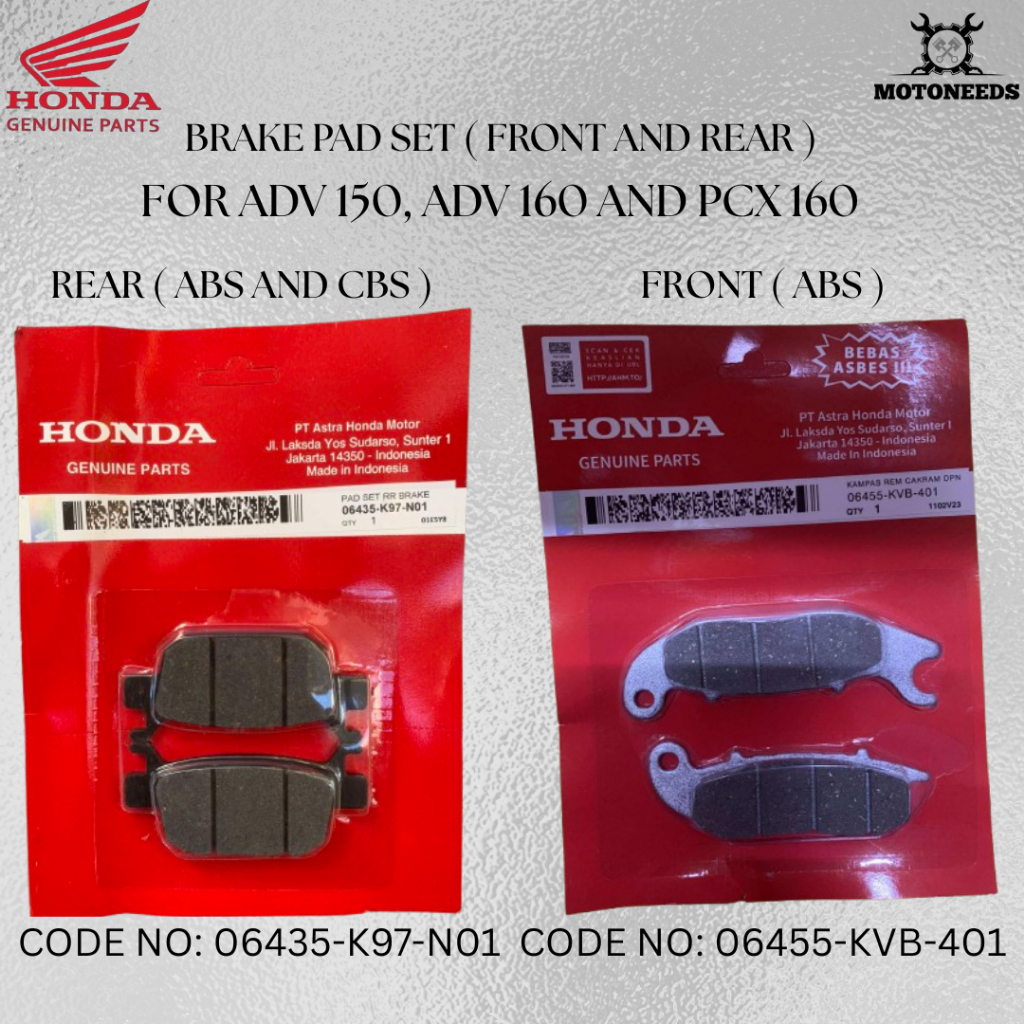 HONDA Front and Rear Brake Pad for PCX 160 / PCX 150 | Shopee Philippines