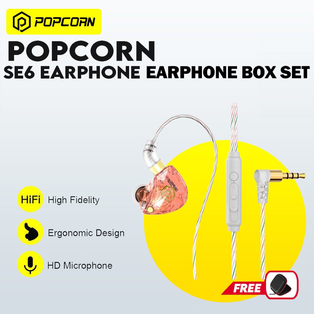 Popcorn SE6 High-fidelity stereo in-ear wired headphones and Earphone ...