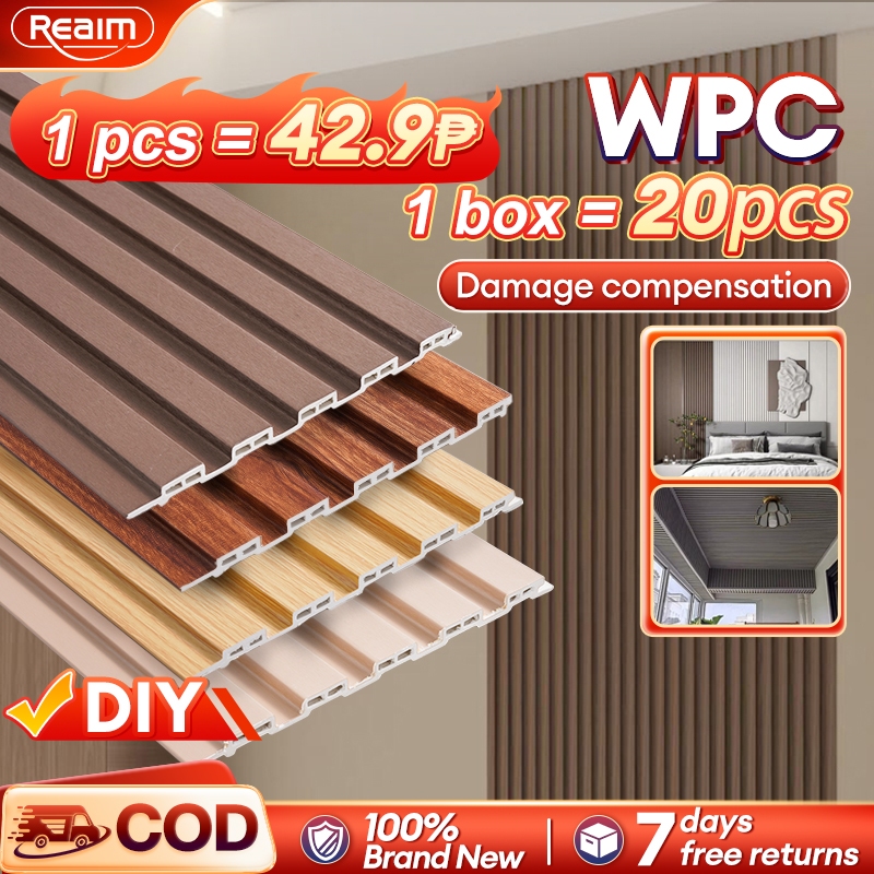 WPC Fluted Wall Panel Waterproof Grille Design DIY Ecological Board TV ...