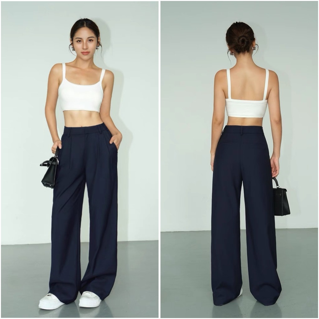 Mannered by HUILISHI Flowy High Rise Wide Leg Trousers No Garter ...