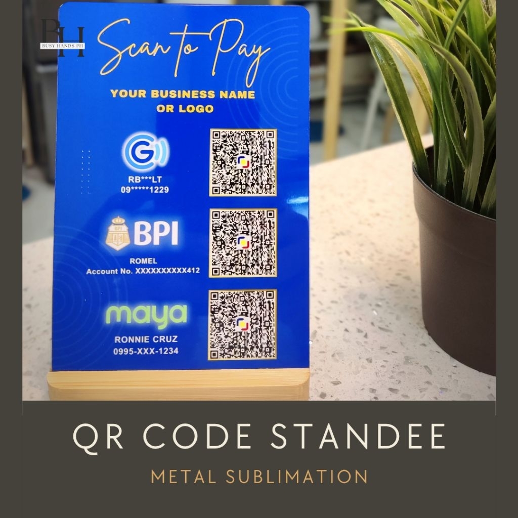 Custom QR Code Standee | Metal Sign with Bamboo Stand | Personalized ...