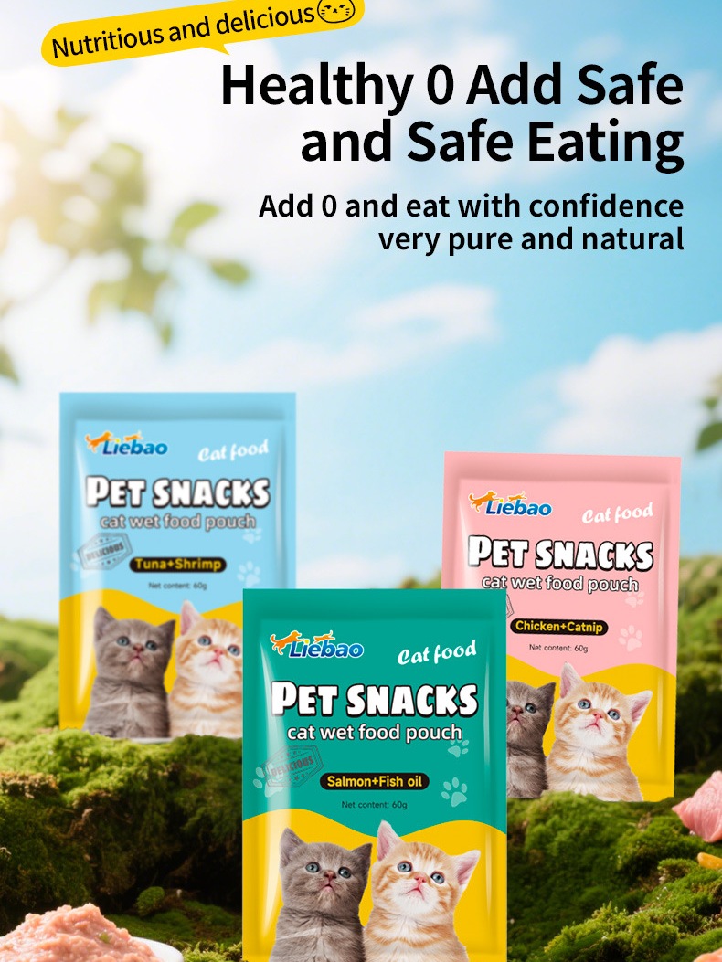LIEBAO Cat Wet Food Pouch Cat Weight Gain Wet Food Staple Food Rich in ...