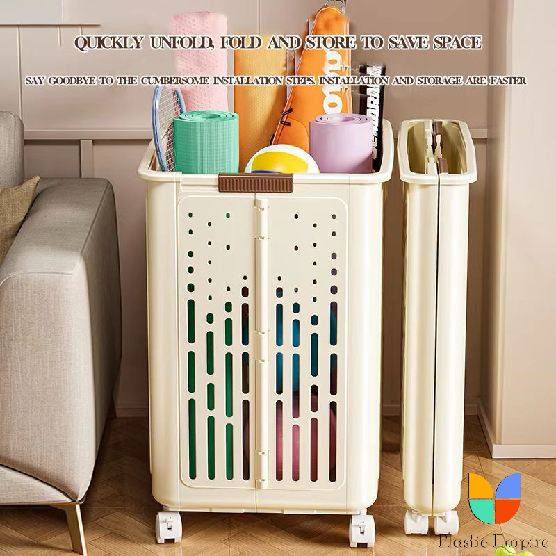 Space-Saving Collapsible Rolling Laundry Hamper – Foldable Portable ...