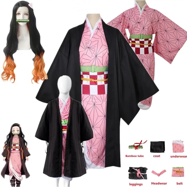 Nezuko Cosplay full set Demon Slayer Nezuko Costume for Kids Adult ...
