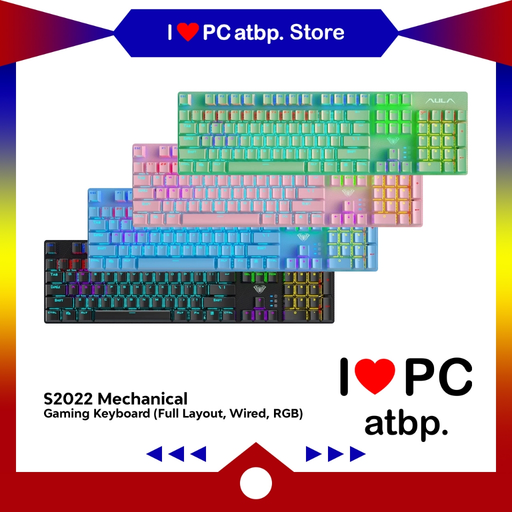 Aula S2022 Mechanical Gaming Keyboard (USB Wired, RGB, Full Layout ...