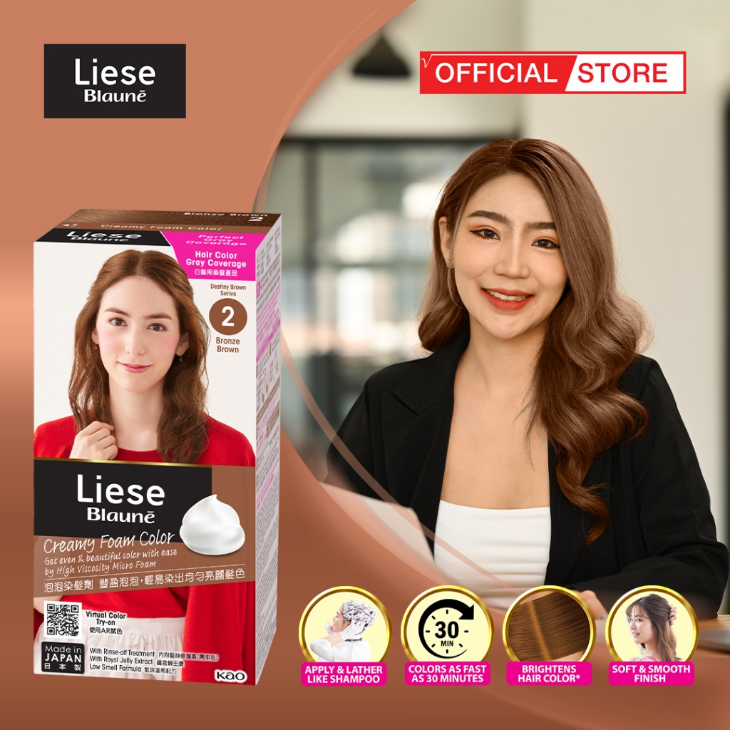 Liese Blauné Creamy Foam Color (Bronze Brown) – DIY Gray Hair Dye, Mess ...