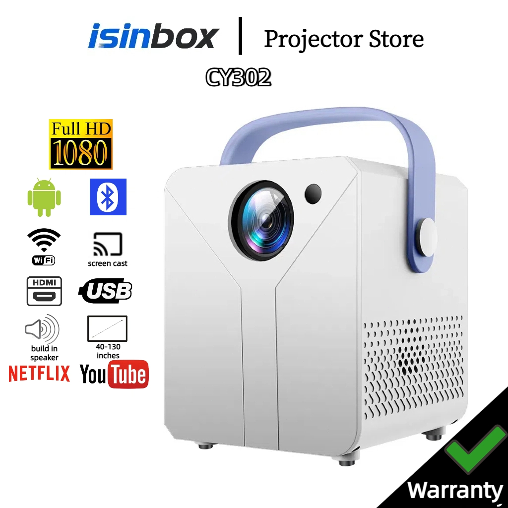 ISINBOX CY302 Projector Android 12 Smart Projector 1080P Wifi Bluetooth ...