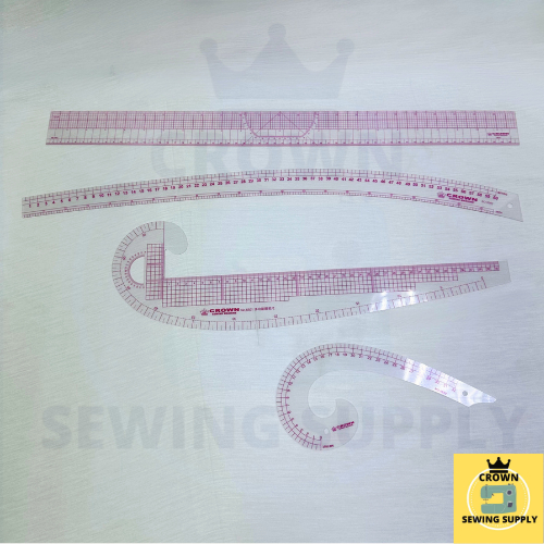 [CROWN] Grid, Hip Curve, & French Curve Rulers (TRANSPARENT PLASTIC ...