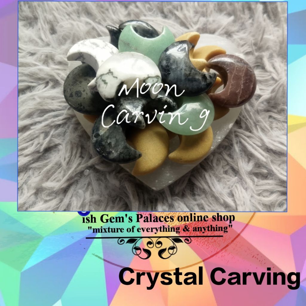 CRYSTAL CARVING - MOON(CQ,RQ,BlackMica,Green&YellowAventurine,Pyrite ...