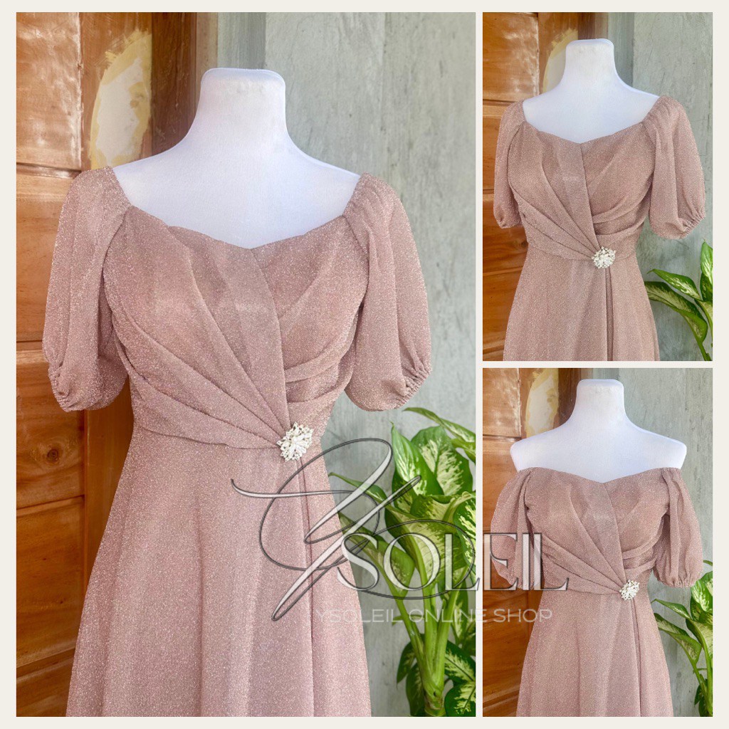 Candy Crush Long Gown — Puff Sleeves | Shopee Philippines
