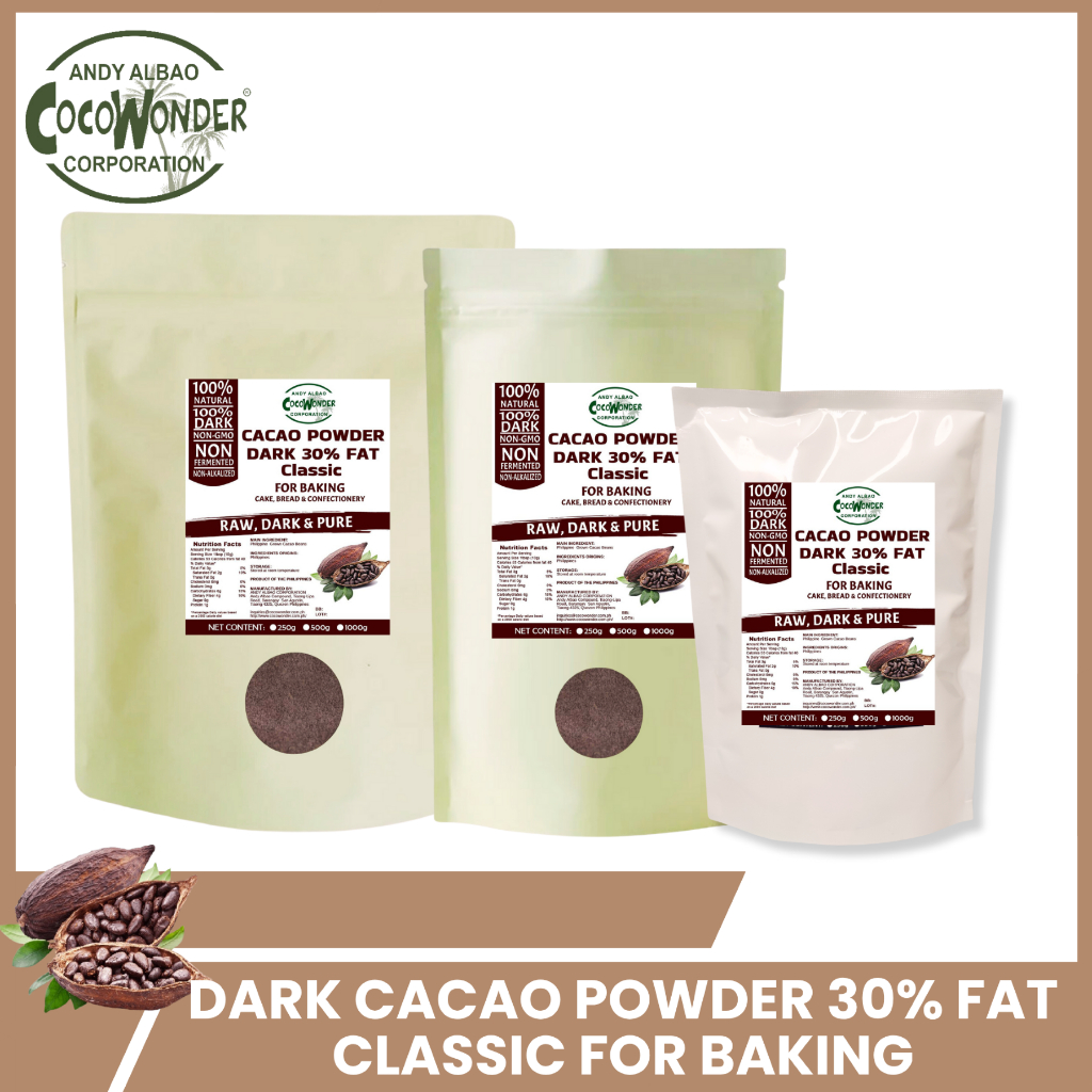 CACAO POWDER DARK 30% FAT CLASSIC - GOOD FOR BAKING | COCOWONDER | 100% ...