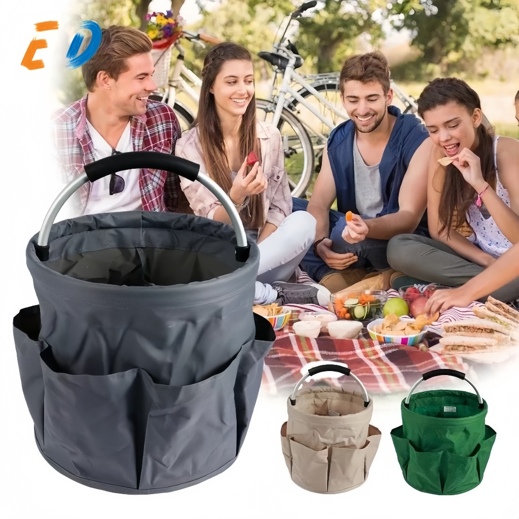 Outdoor Large Capacity Camping Picnic Basket Beach Basket Foldable ...