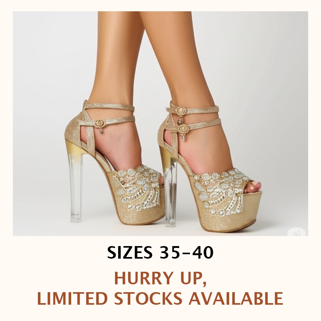 GLASS HIGH HEELS - 7 INCHES ELEGANT GLASS COMBINATION COMFY PARTY ...