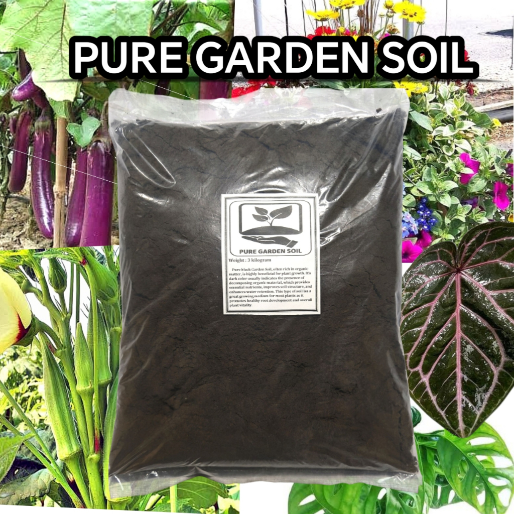 PURE GARDEN SOIL (black soil) 1 pack 3kg | Shopee Philippines