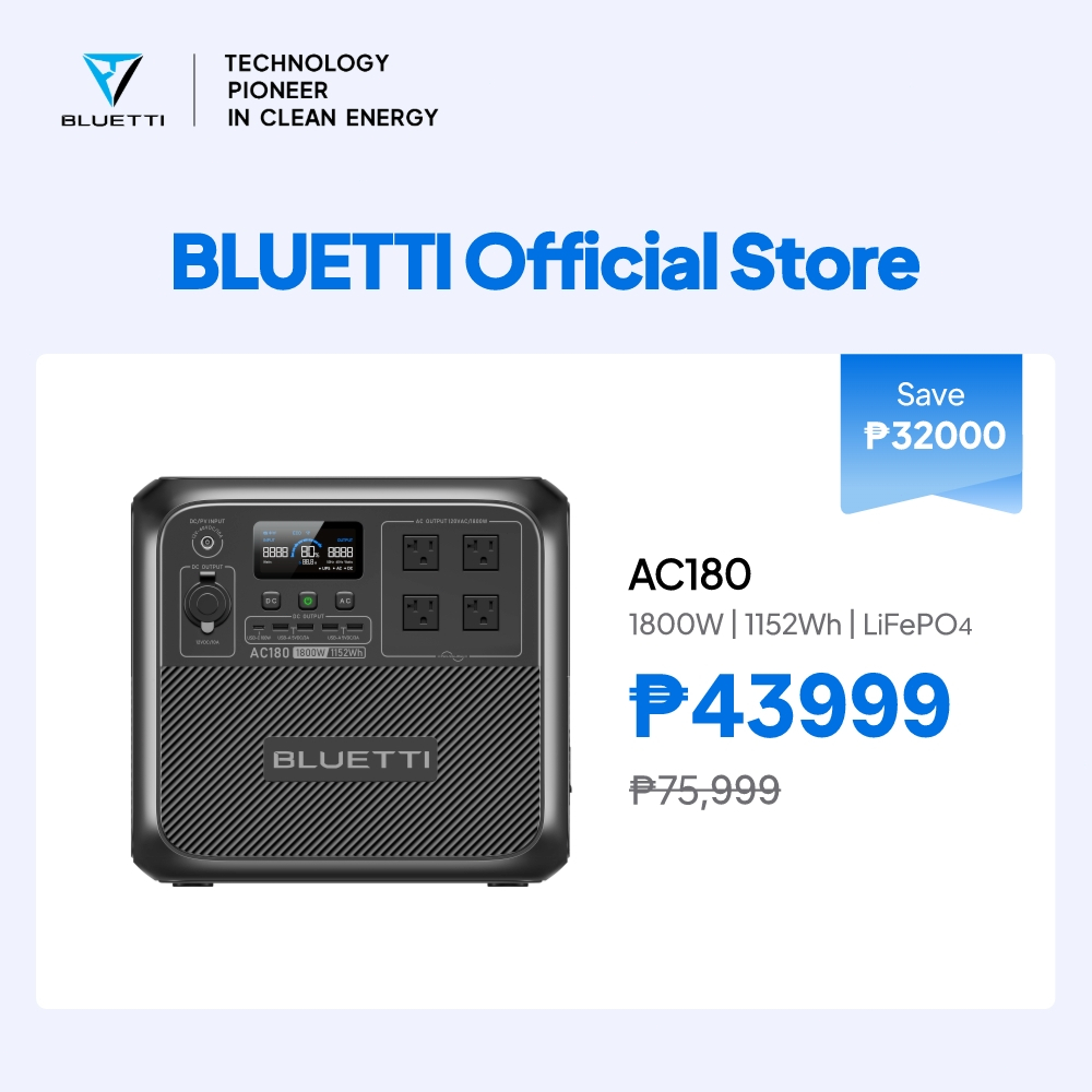BLUETTIPOWER AC180 1152Wh/1800W LiFePO4 Battery 220-240V Portable Power ...