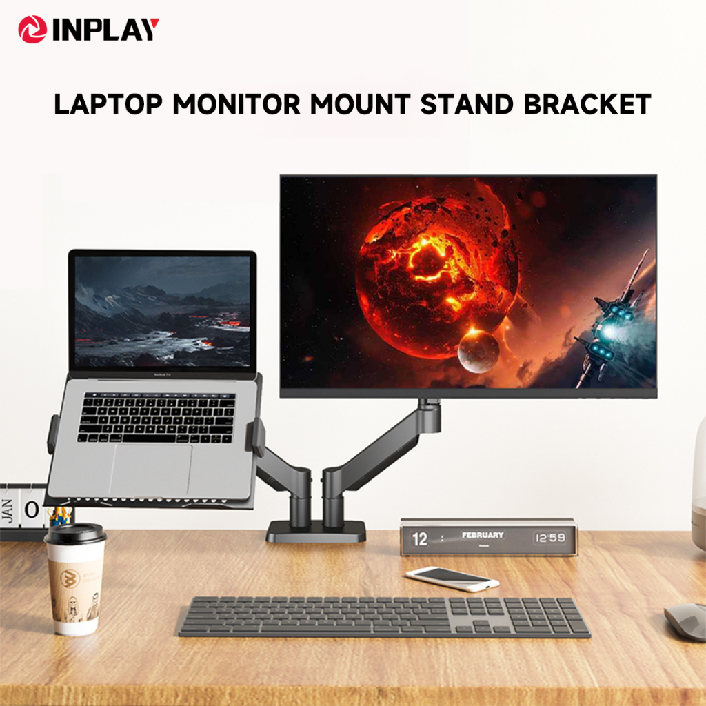 Inplay KMT-5 Laptop Monitor Mount Stand Bracket Gas Spring Monitor Arm Fully Adjustable Desk ...