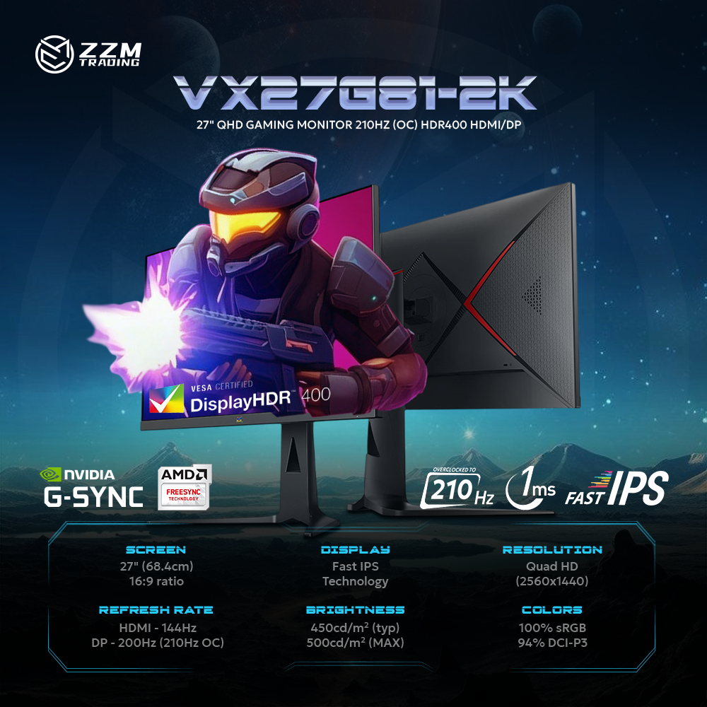 View VX27G81-2K | VX27G81-2K-W 27" QHD Fast IPS 1ms Adaptive Sync ...